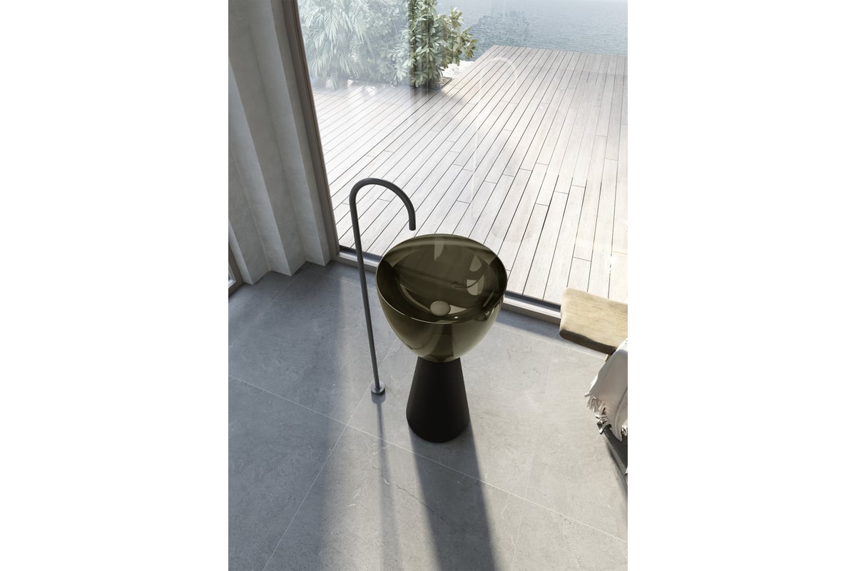 Отдельностоящая прозрачная раковина ABBER Kristall черный/оливковый ...