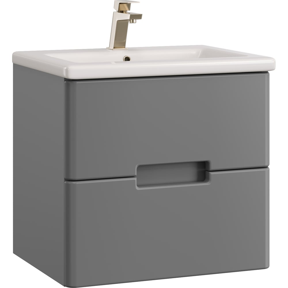 Подвесная тумба для ванной комнаты Sanstar Noche 60 с раковиной Como 60, графит софт 422.1-1.4.1 ...