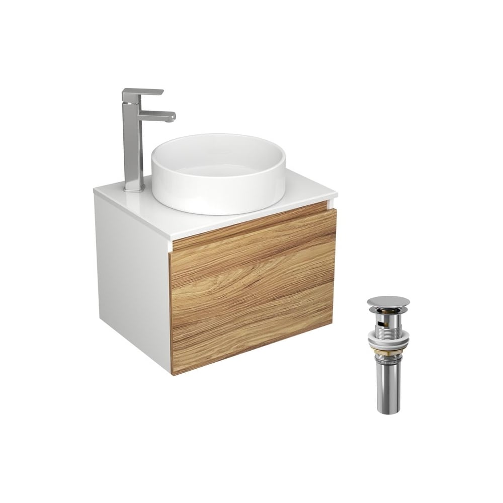 Комплект для ванной, 4 предмета (тумба Bau Dream Blackwood 60, раковина ...