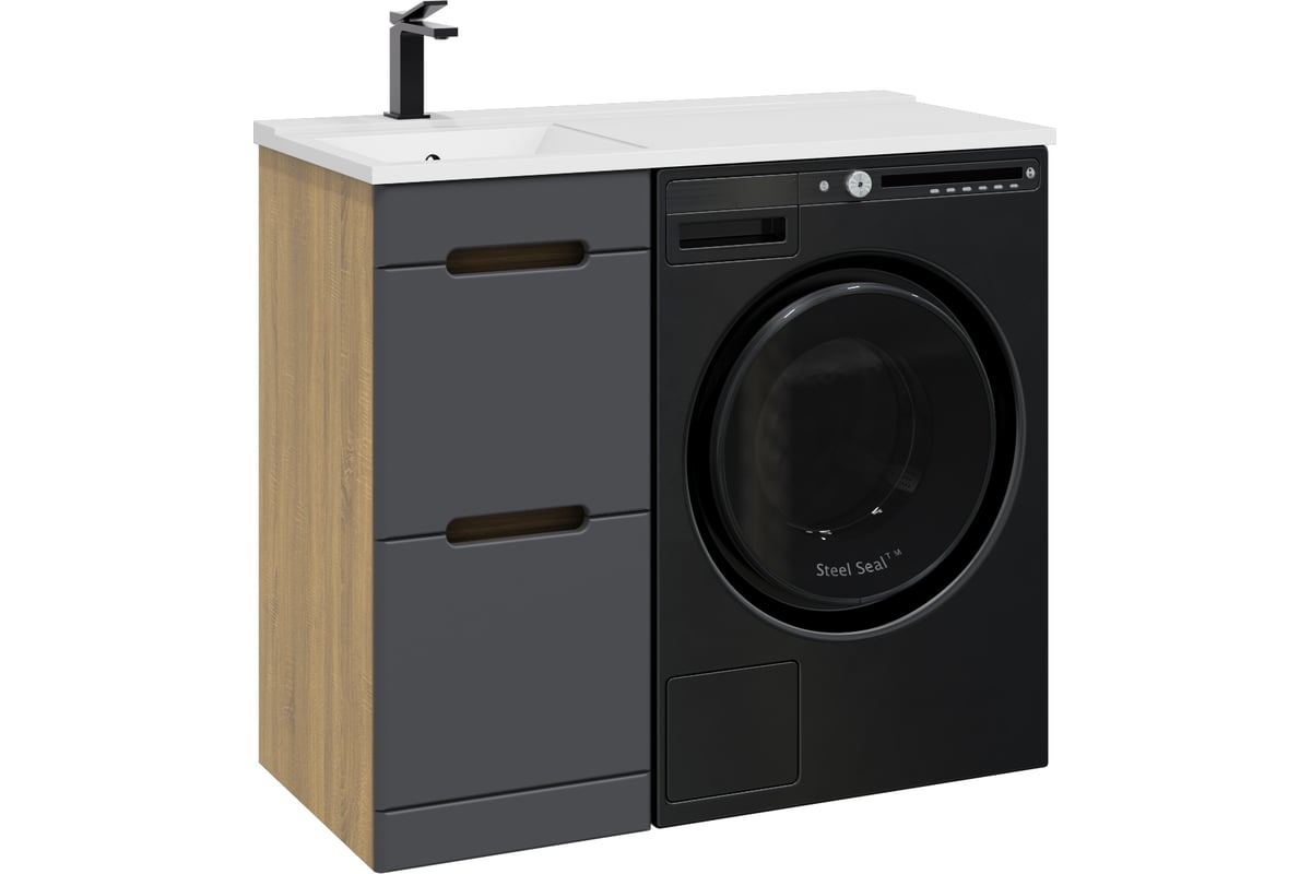 Тумба напольная Sanstar Darko 40 с раковиной Персона 100 левая (комплект) для ванной комнаты Дуб ...