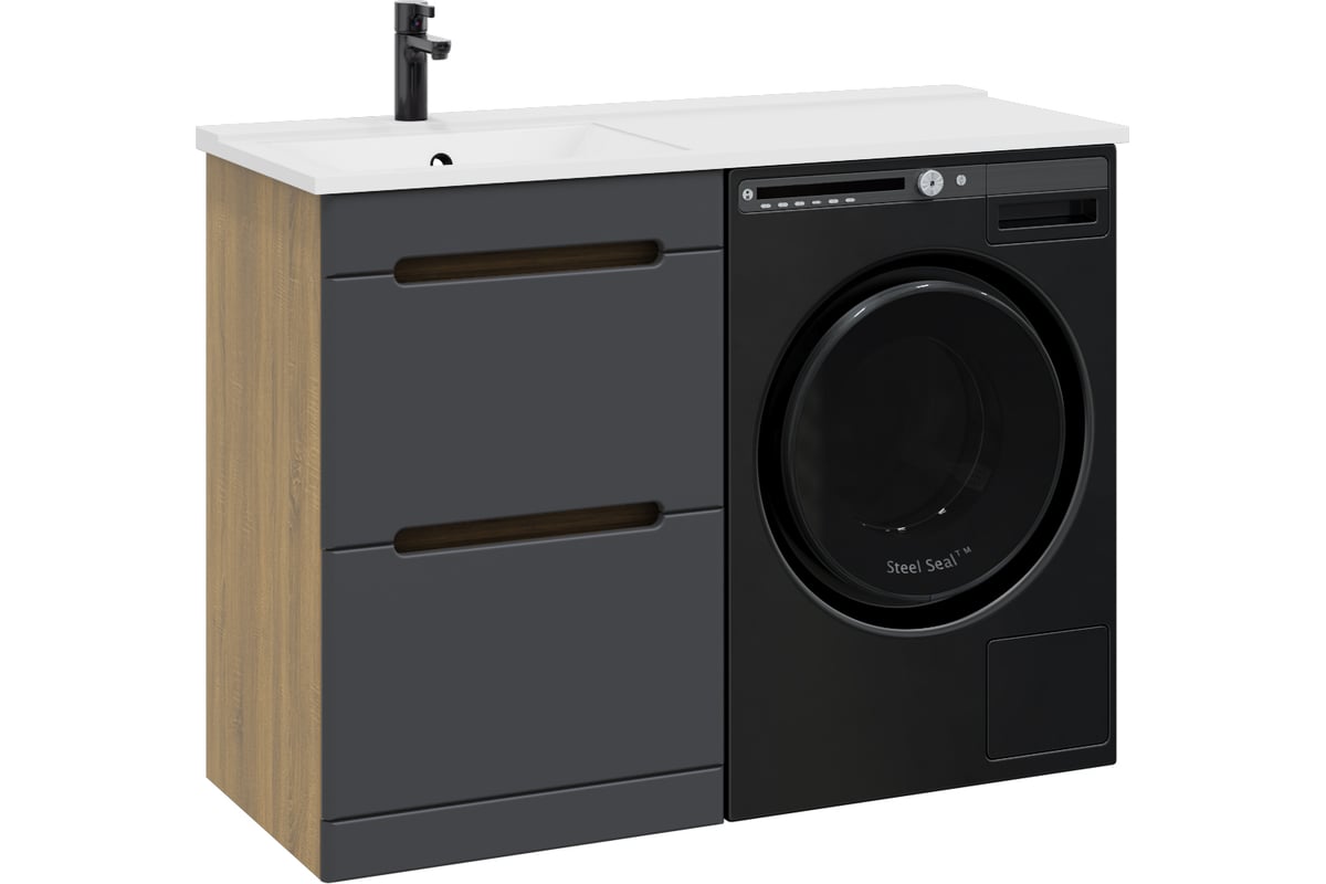 Тумба напольная Sanstar Darko 50 с раковиной Персона 110 левая (комплект) для ванной комнаты Дуб ...