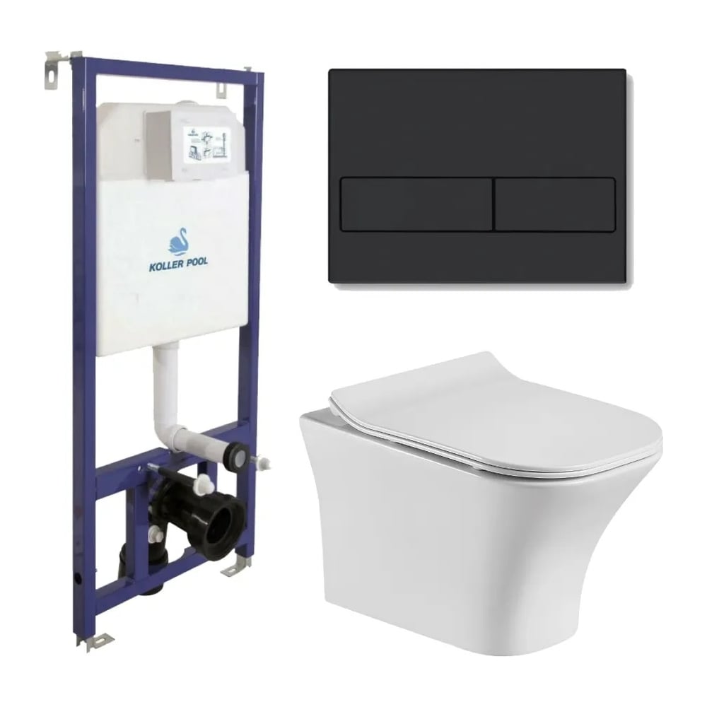 Инсталляция CULTO Koller Pool с подвесным унитазом PABLO NEON Black ...