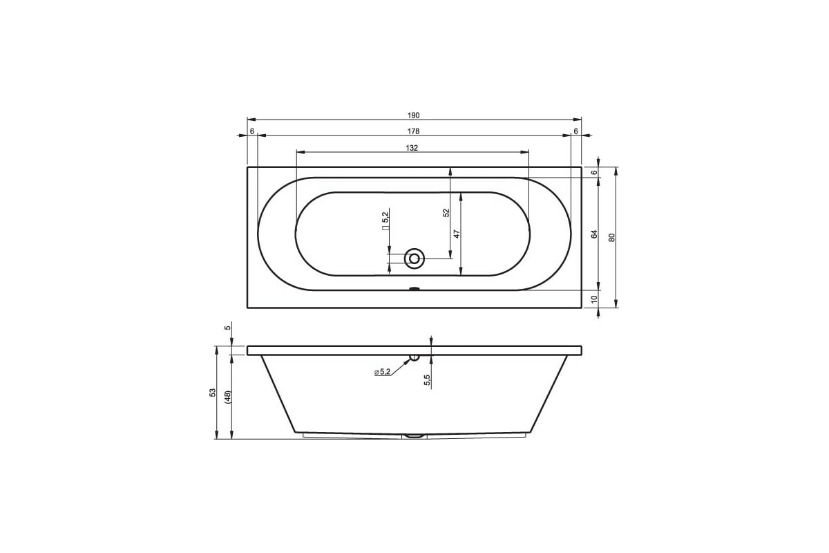 Акриловая ванна RIHO CAROLINA 190 B057001005 - выгодная цена, отзывы ...