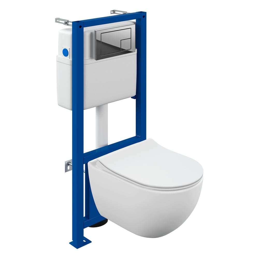 Комплект Cersanit BRASKO SMART CO DPL EO slim инсталляция LINK PRO кнопка CORNER пластик хром ...