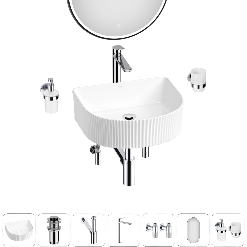 Набор Wellsee 7 в 1 Festive Fox накладная/подвесная раковина 40x35 см ...