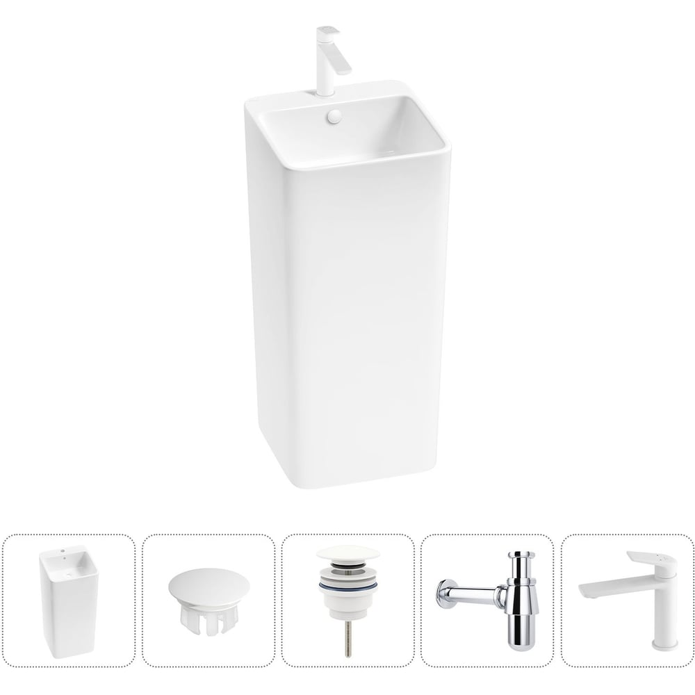 Набор Wellsee 5 в 1 Callipy Art напольная раковина 40x40x85 см ...