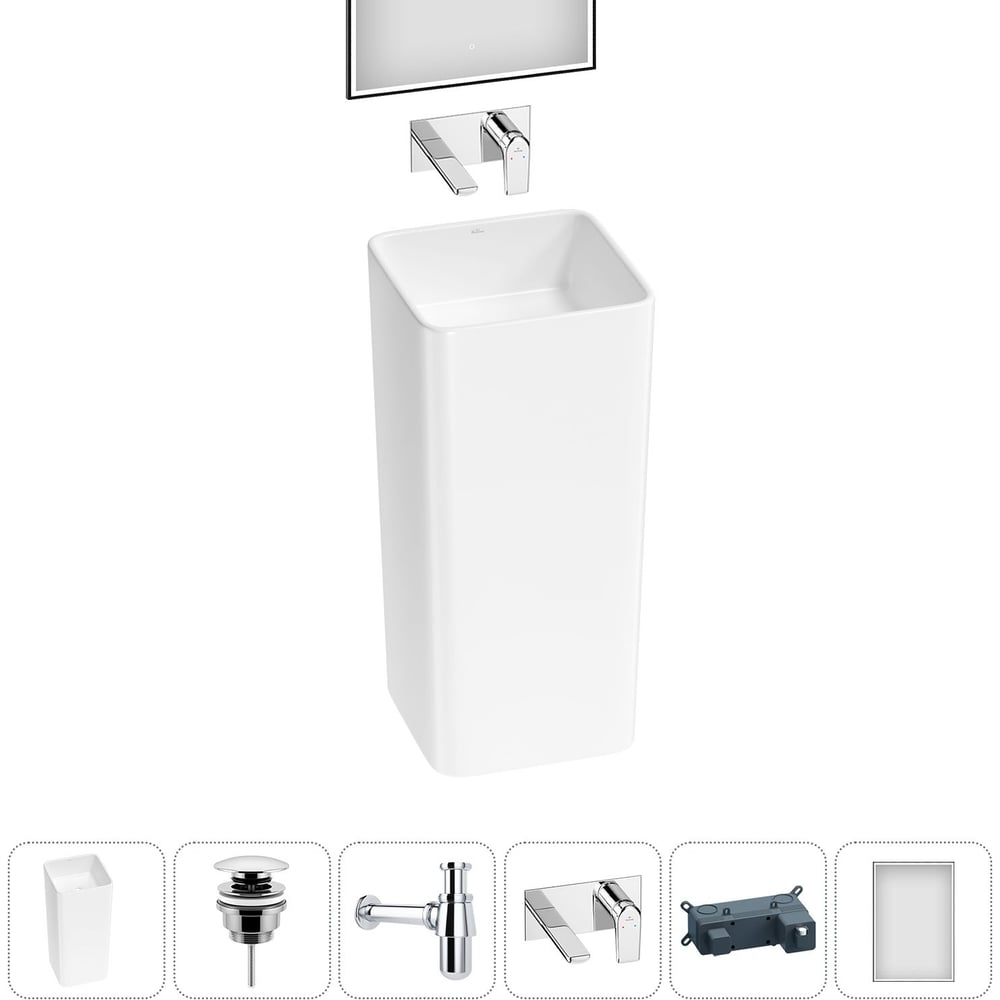 Набор Wellsee 5 в 1 Callipy Art напольная раковина 40x40x84 см ...