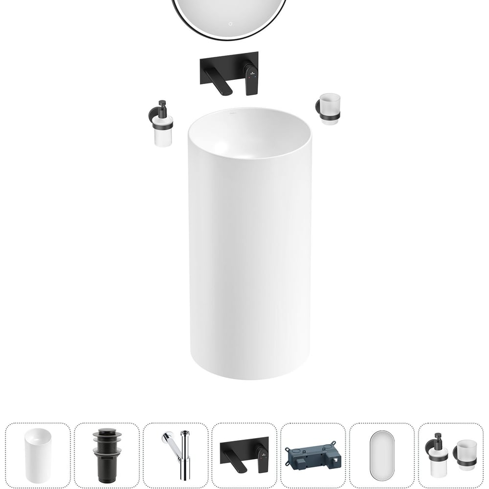 Набор Wellsee 6 в 1 Callipy Art напольная раковина 42x42x84 см ...