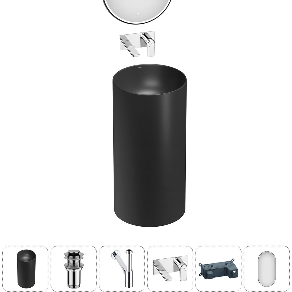 Набор Wellsee 5 в 1 Callipy Art напольная раковина 42x42x84 см ...