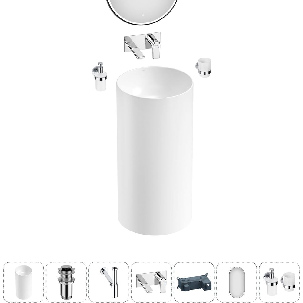 Набор Wellsee 6 в 1 Callipy Art напольная раковина 42x42x84 см ...