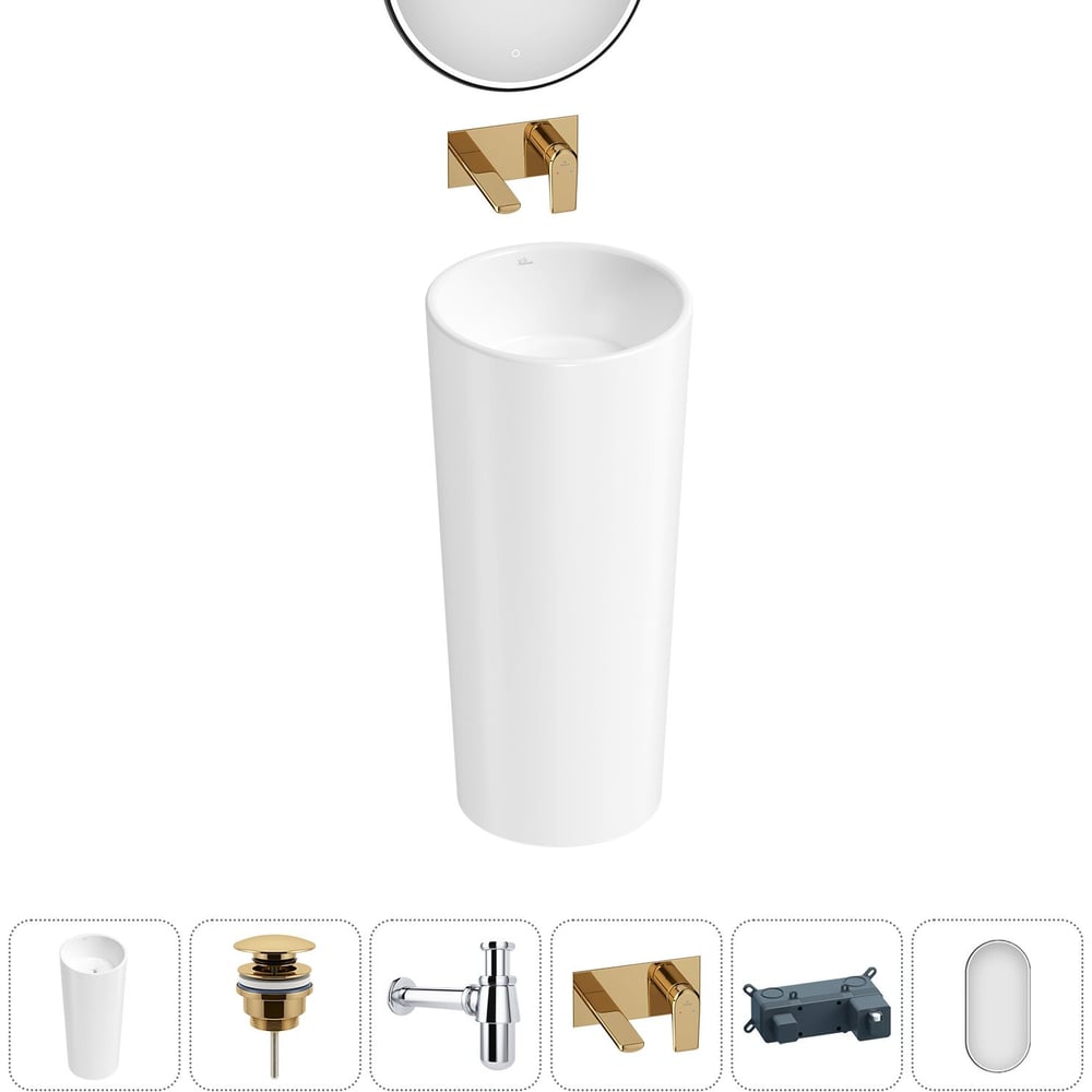 Набор Wellsee 5 в 1 Callipy Art напольная раковина 40x40x84 см ...