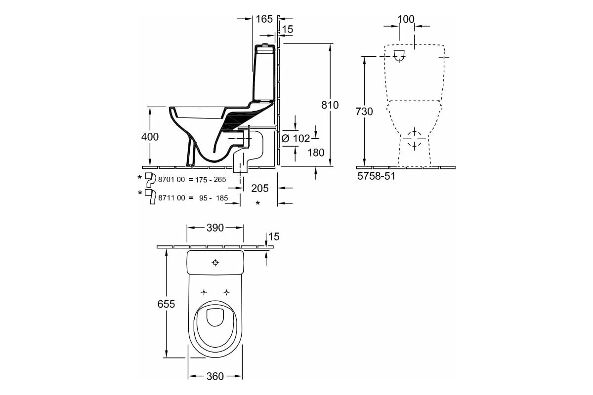 Напольный унитаз Villeroy & Boch O'Novo шгв 360x650x400 цвет-альпийский ...