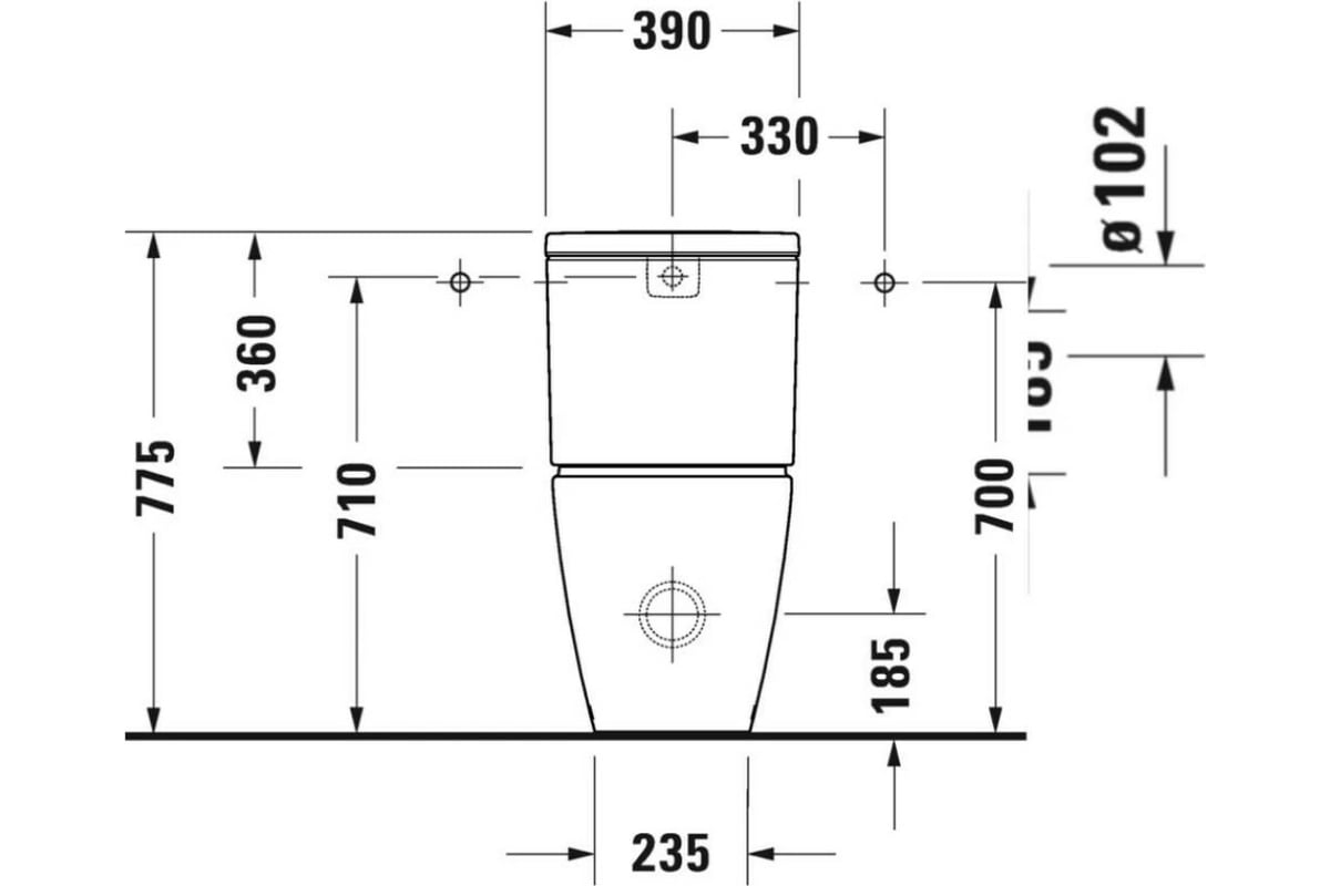 Напольный унитаз Duravit D-NEO Rimless 370x650 мм., крепления ...