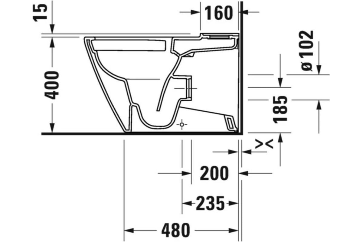 Напольный унитаз Duravit D-NEO Rimless 370x650 мм., крепления ...