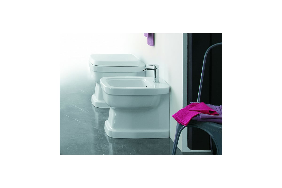 Приставной унитаз SIMAS EVOLUTION выпуск в стену или пол, 54x37x41.5, белый EVO 01 bia ...