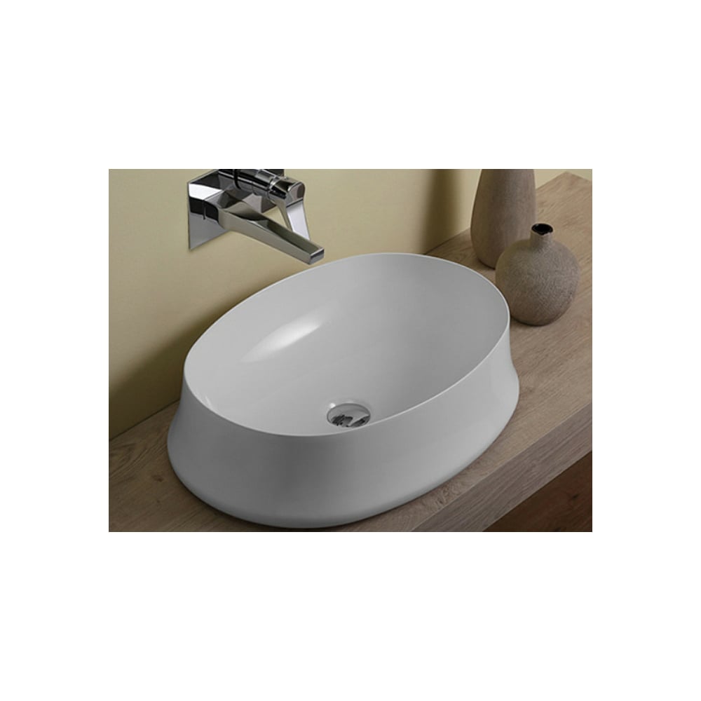 Накладная раковина SIMAS SHARP овальная, без отверстий под смеситель, 60x42, белый SH 04 ...