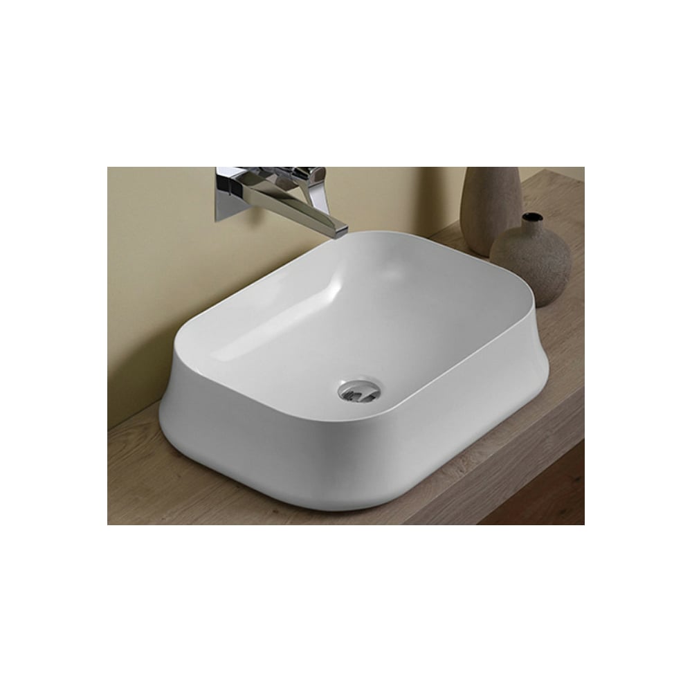 Накладная раковина SIMAS SHARP прямоугольная, без отверстия под смеситель, 60x42, белый SH 08 ...