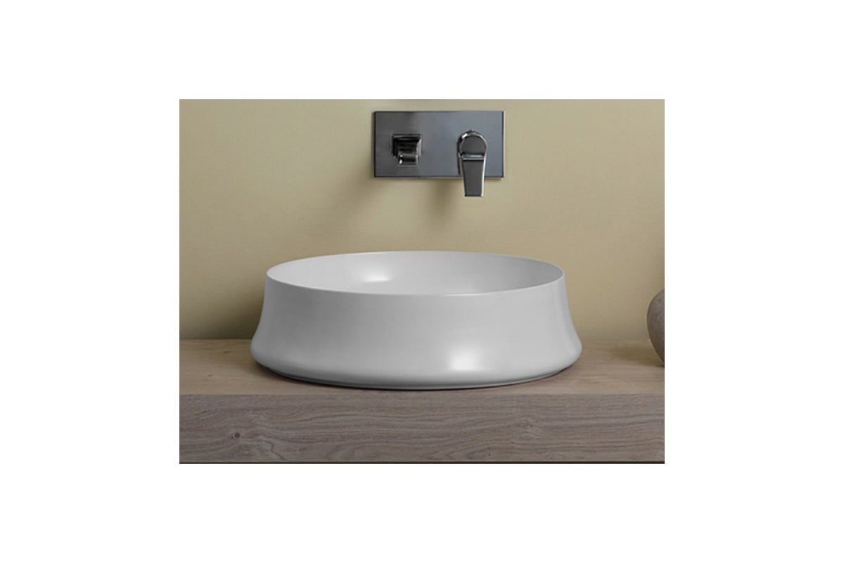 Накладная раковина SIMAS SHARP круглая, без отверстий под смеситель, диаметр 50, белый SH 01 ...