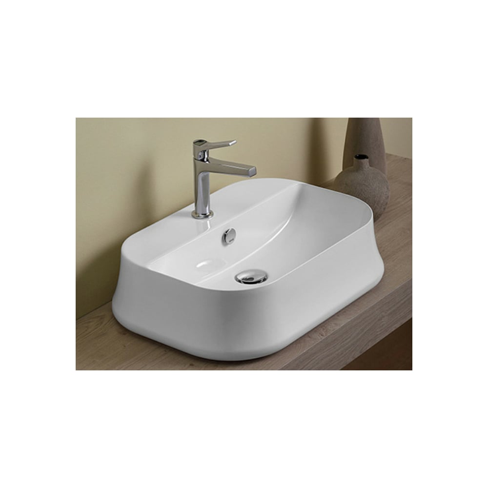 Накладная раковина SIMAS SHARP прямоугольная, с 1 отверстием под смеситель, белый SH 09 ...