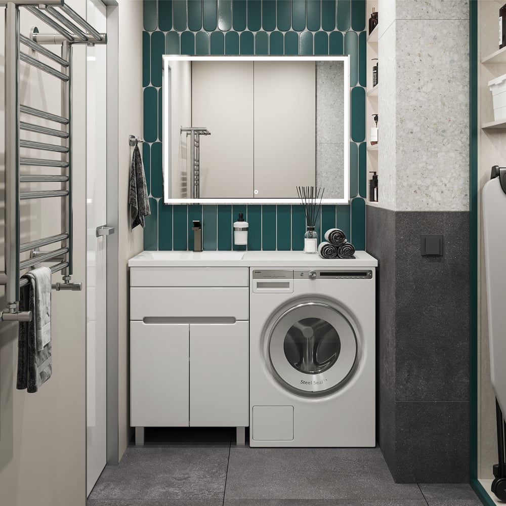 Комплект Sanstar напольная тумба Эллада 60 с мебельным умывальником Даллас 120 левый 250.1-1.4.1 ...