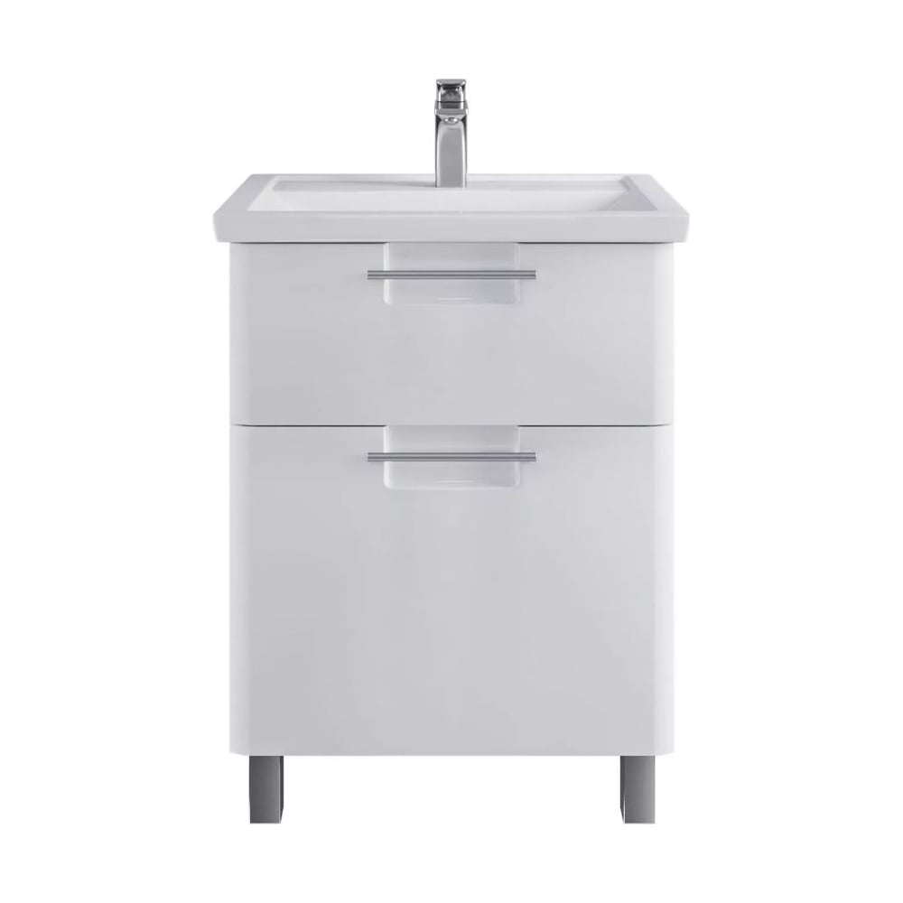 Напольная тумба для ванной комнаты Sanstar уника 60 с раковиной фостер 60 (комплект) белая 375.1 ...