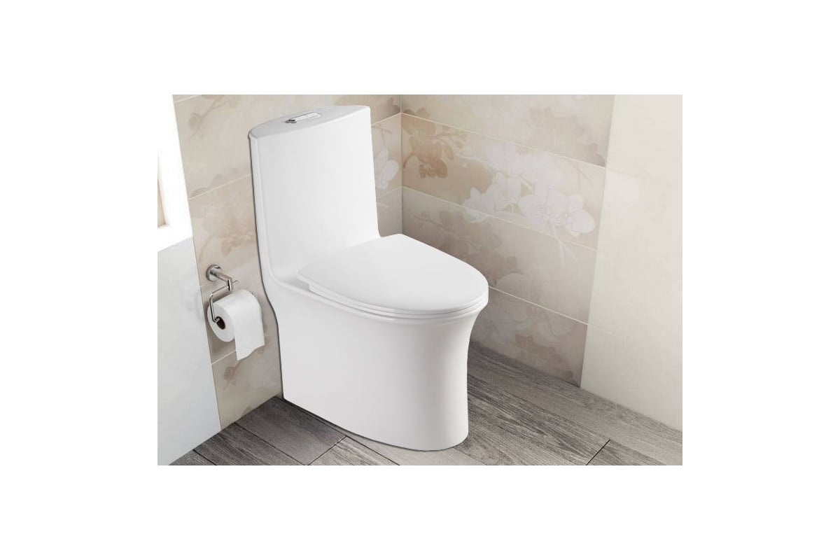 Напольный унитаз моноблок Azario luna 770x390x710 с сиденьем микролифт ...