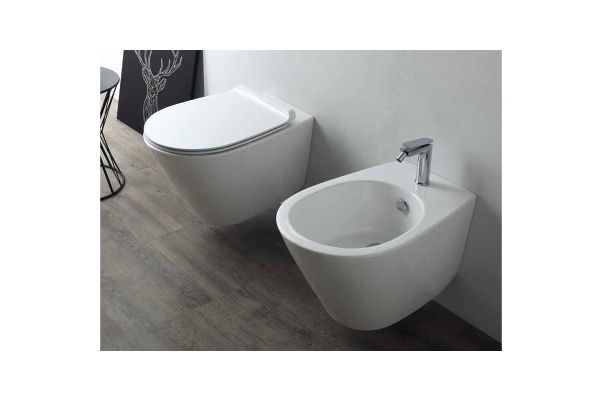 Подвесной унитаз SIMAS TREVI "Rimless" размер 56x37 цвет белый TR 18 ...