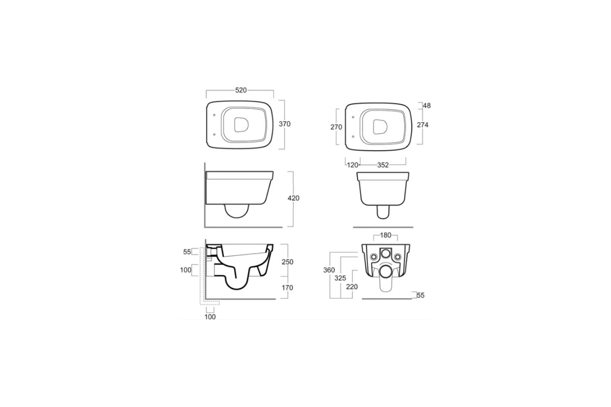 Подвесной унитаз SIMAS EVOLUTION размер 52x37x36.5 цвет белый EVO 18 bia - выгодная цена, отзывы ...