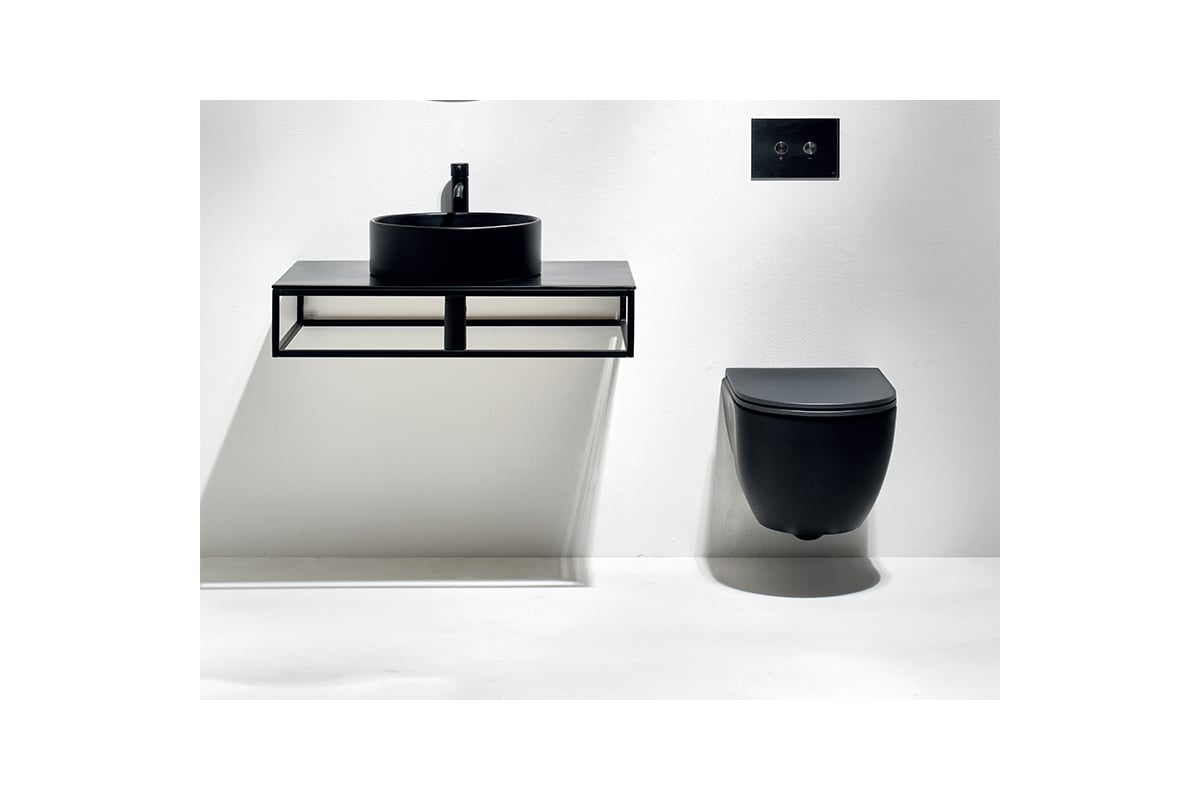 Подвесной унитаз SIMAS TREVI "Rimless" 56x37 см, черный матовый TR 18 ...