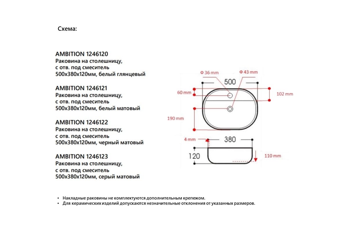 Раковина AVIMANO Ambition полуовальная, черный матовый 1246122 ...