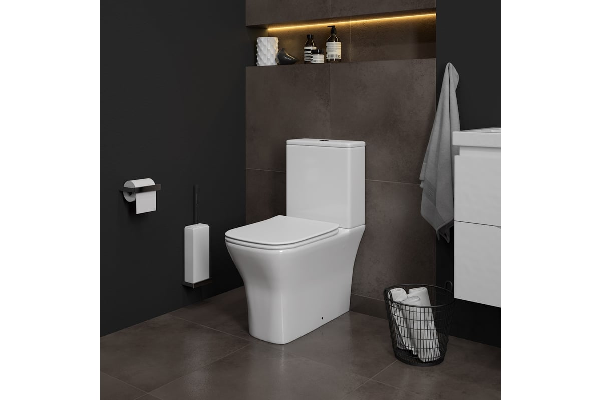 Унитаз напольный Teymi Helmi Pro безободковый, сиденье микролифт T40305 ...