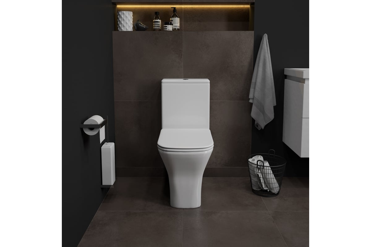 Унитаз напольный Teymi Helmi Pro безободковый, сиденье микролифт T40305 ...