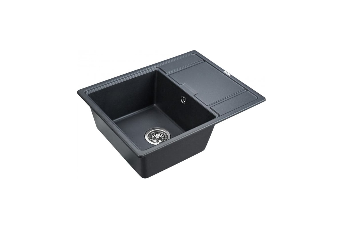 Гранитная мойка Paulmark FLUGEN 50-650 черный металлик, 650х500 мм ...