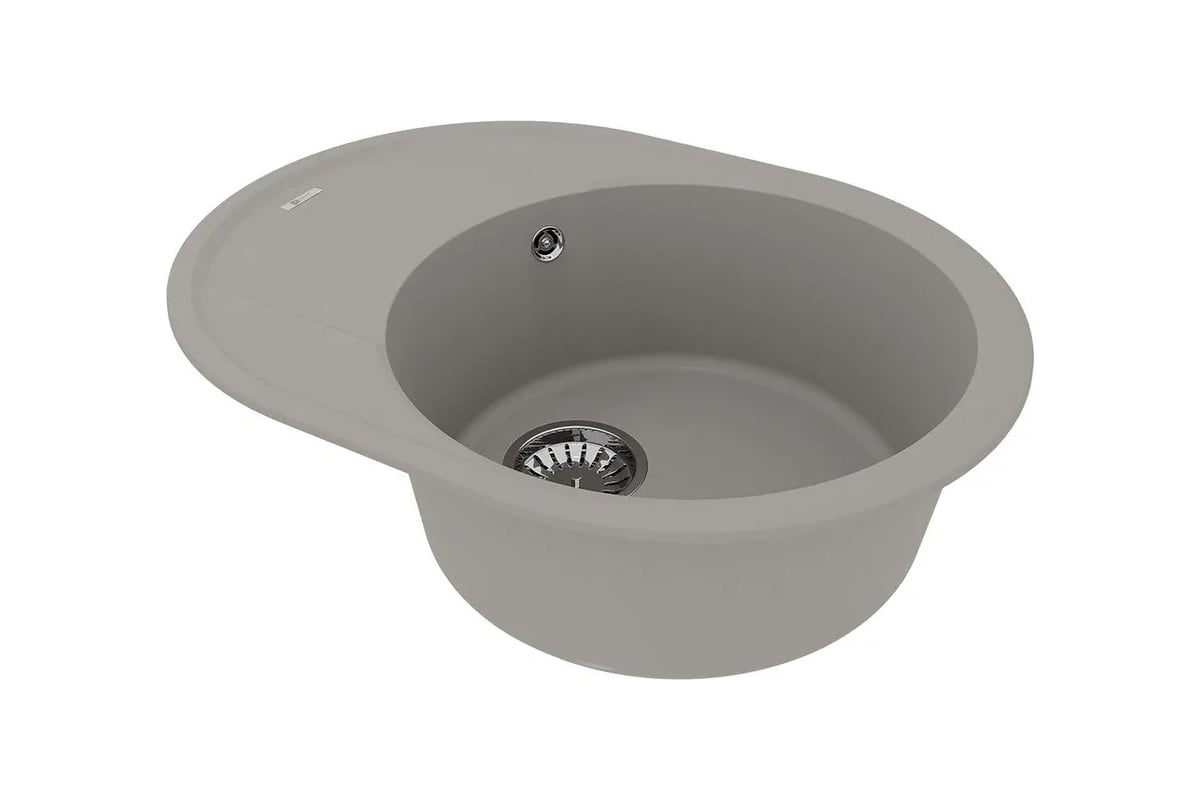 Мойка кухонная из кварцгранита Lemark LACHA 620 грей, комплектация: крепеж, сливная арматура с ...