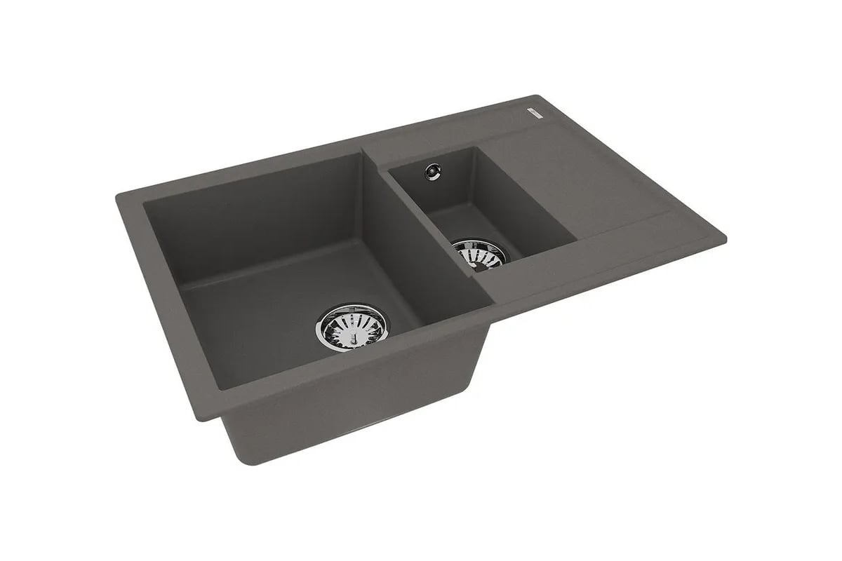 Мойка кухонная из кварцгранита Lemark RAMZA 760 серый шёлк, комплектация: крепеж, сливная ...