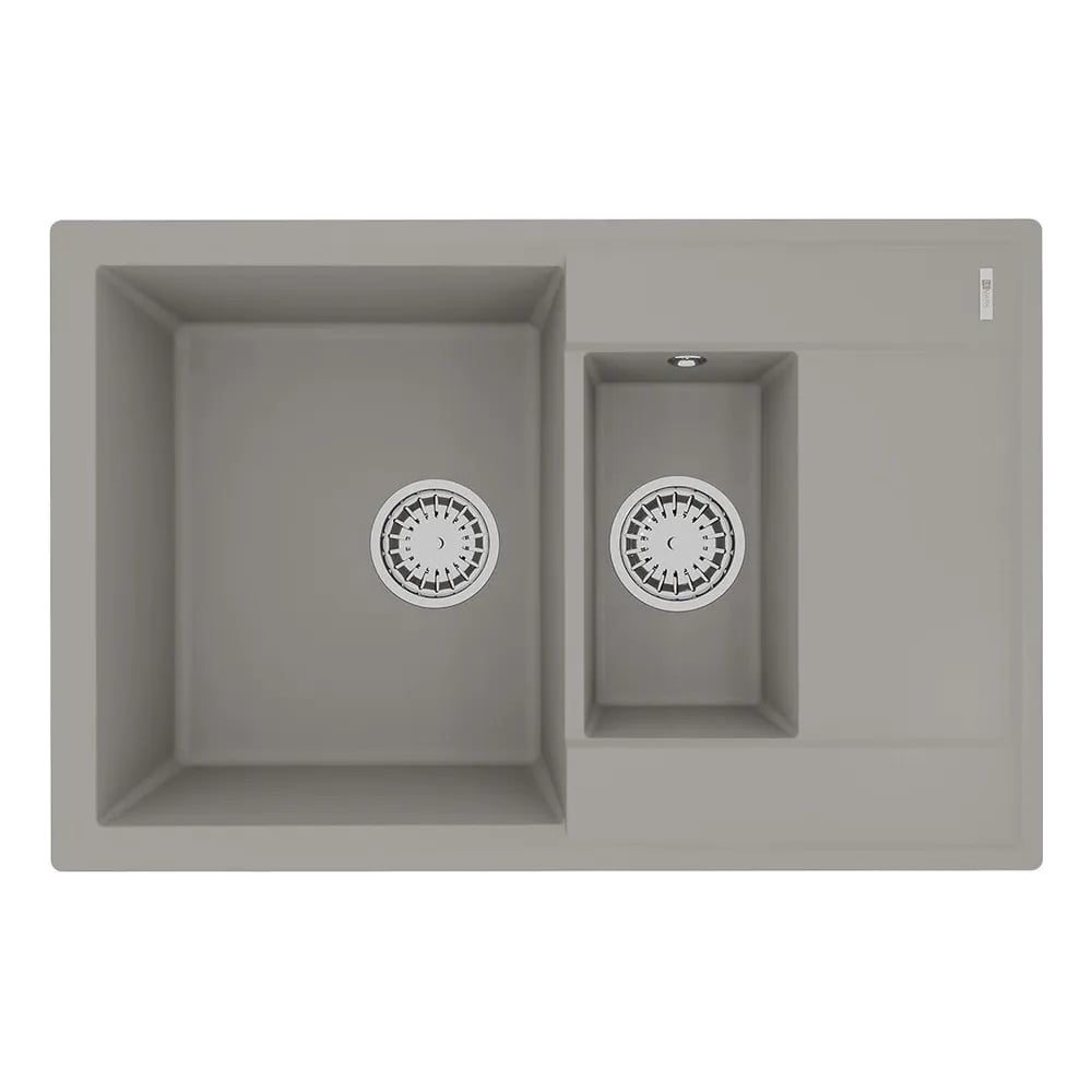 Мойка кухонная из кварцгранита Lemark RAMZA 760 грей, комплектация: крепеж, сливная арматура с ...