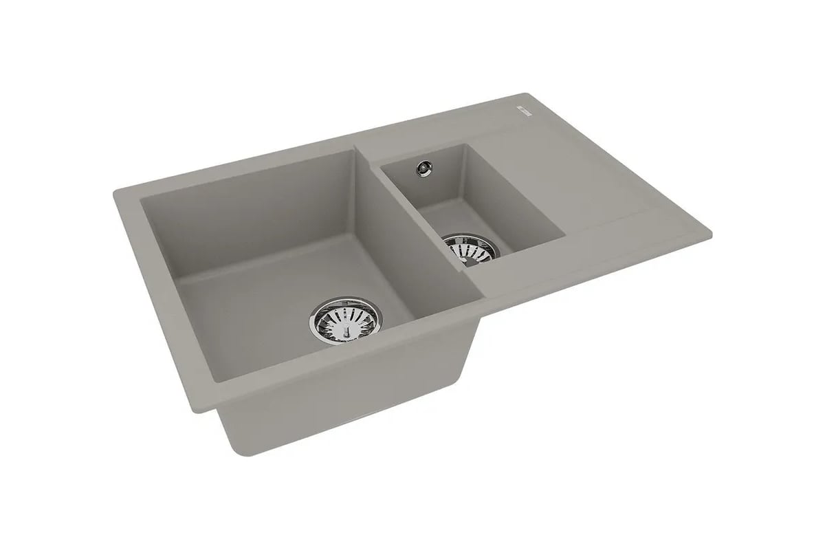 Мойка кухонная из кварцгранита Lemark RAMZA 760 грей, комплектация: крепеж, сливная арматура с ...