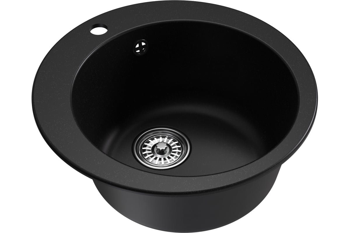 Мойка MIXLINE ml-gm13 круглая, ультра-черная (344), 495мм (глуб. чаши ...