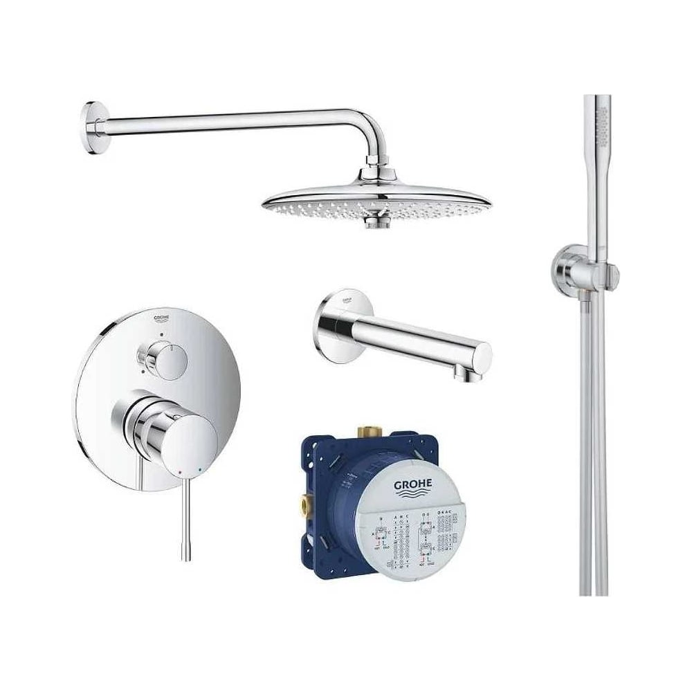 Набор для ванны Grohe Essence смеситель, верхний душ, ручной душ ...