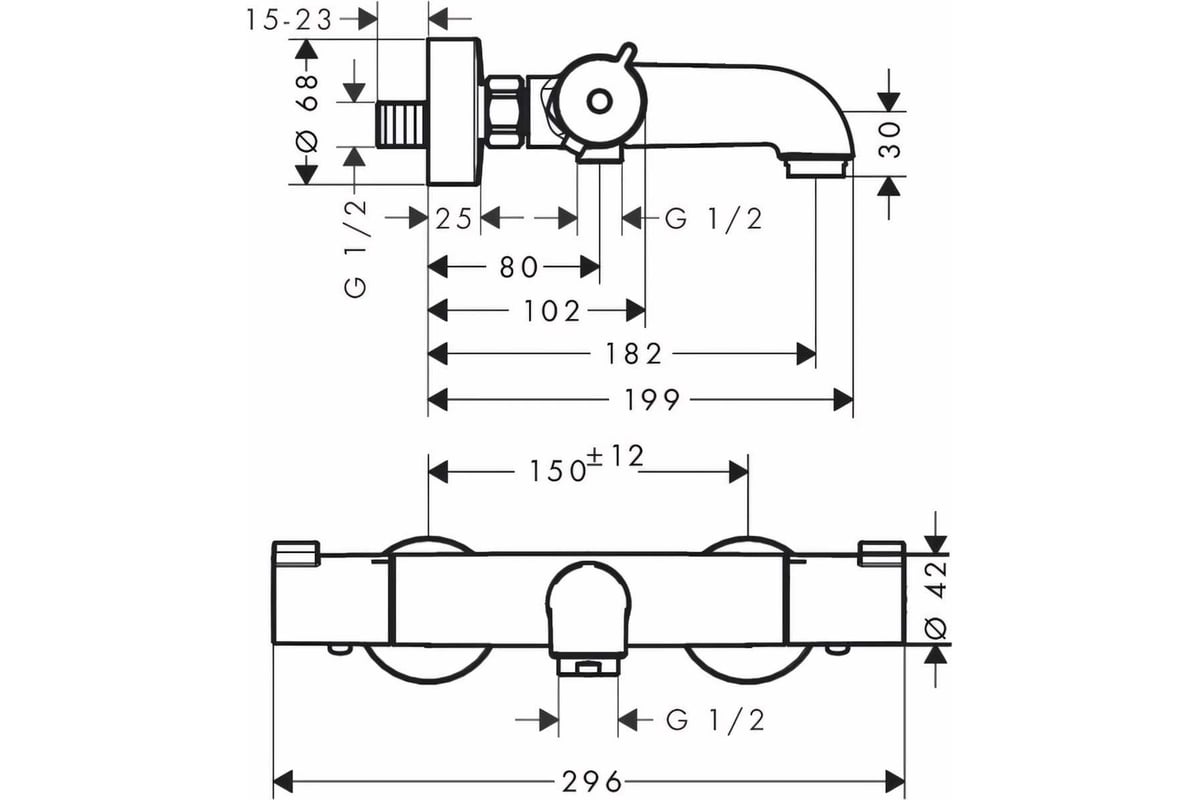 Термостатический смеситель для ванны HANSGROHE 13201000 Ecostat 1001 CL ...