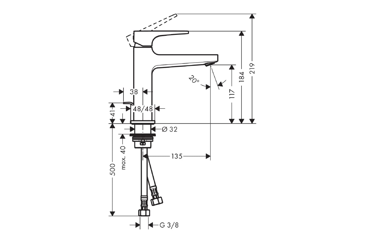 Смеситель для раковины HANSGROHE 32506000 Metropol 110 00000053934 ...