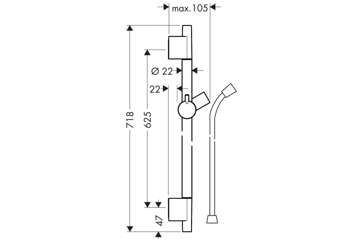 Штанга для душа HANSGROHE 28632140 Unica S Puro 00000071145 - выгодная ...