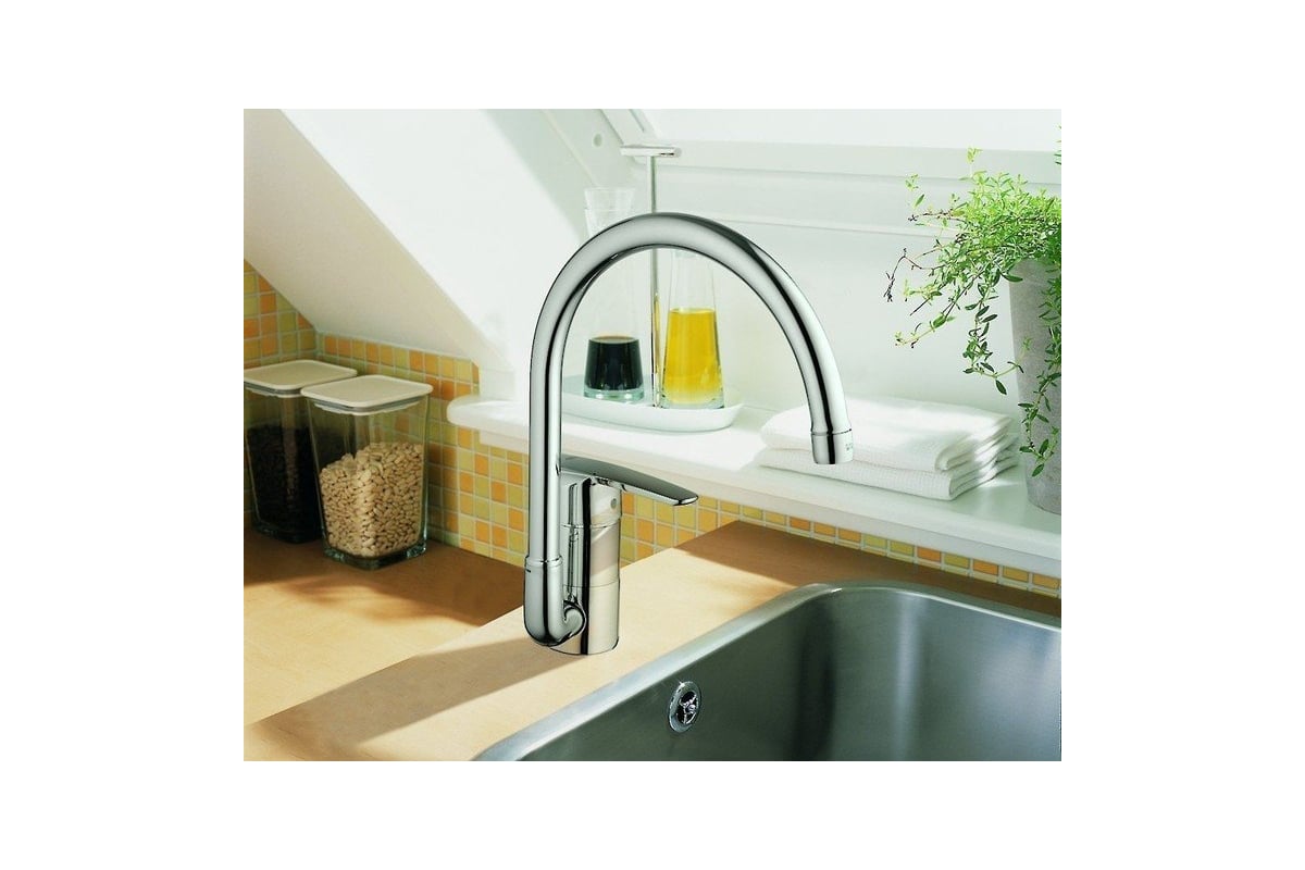 Смеситель для мойки GROHE Euroeco высокий излив 32752000 - выгодная ...