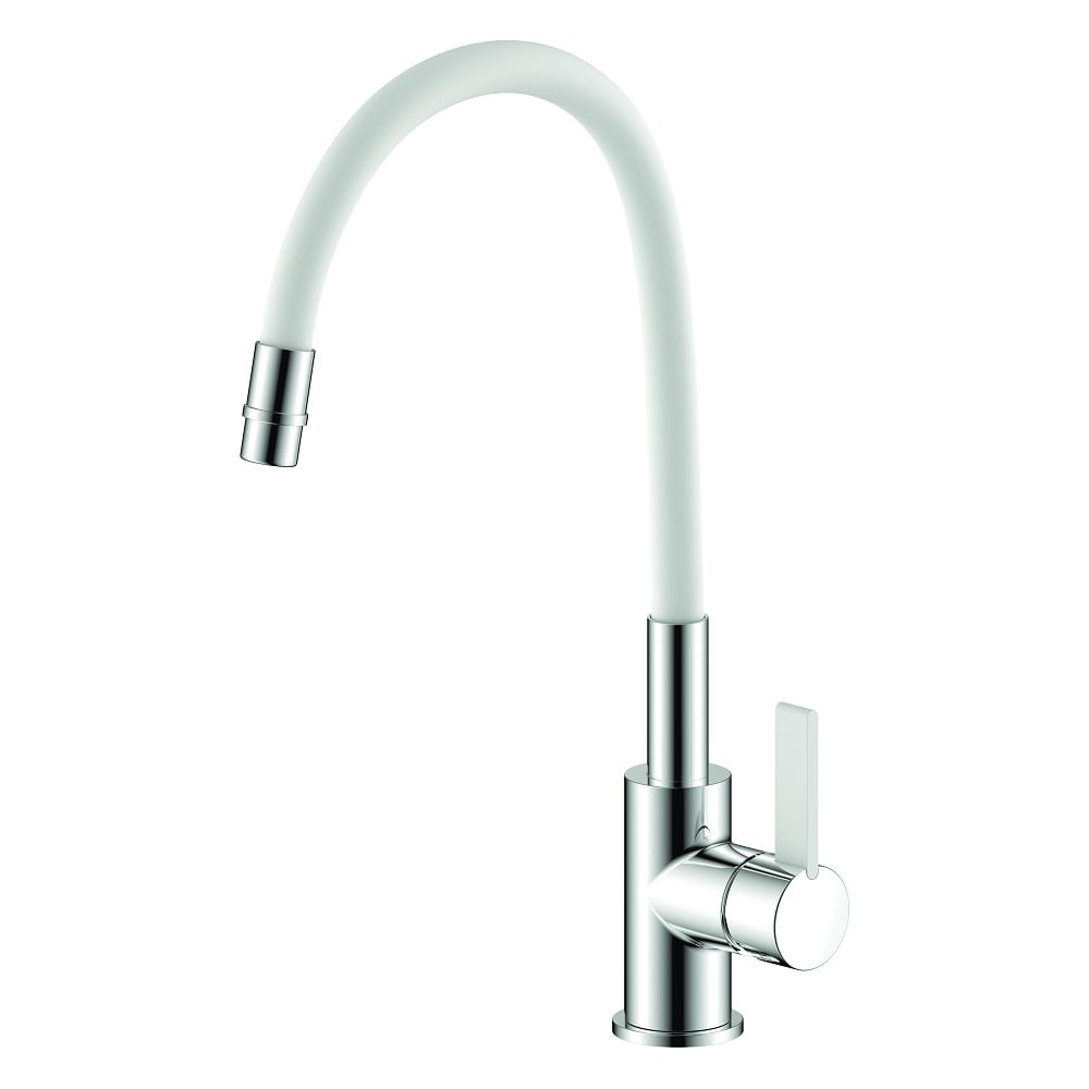 Смеситель для кухни ARGOTECH KLIO, хром/белый, пластичный излив, d-35 41006 - выгодная цена ...