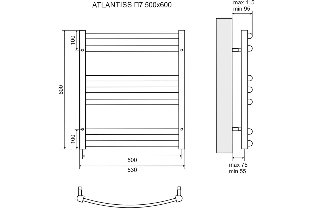 Электрический полотенцесушитель Lemark Atlantiss 500x600 LM32607RE ...
