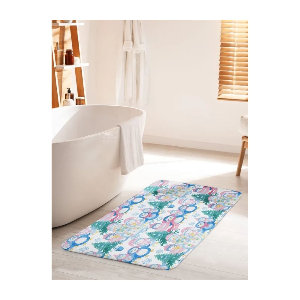 Противоскользящий коврик для ванной комнаты и туалета JOYARTY "Семейство снеговиков" 60x100 см ...