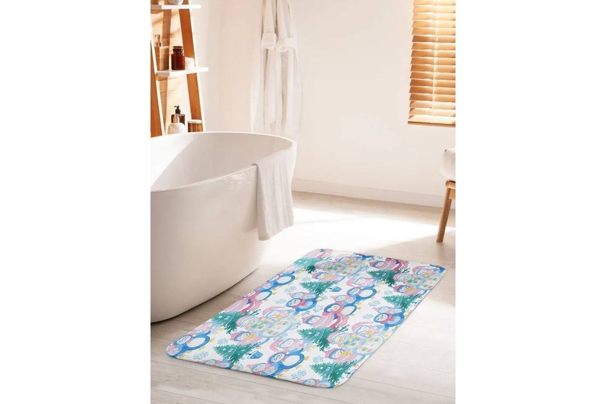 Противоскользящий коврик для ванной комнаты и туалета JOYARTY "Семейство снеговиков" 60x100 см ...