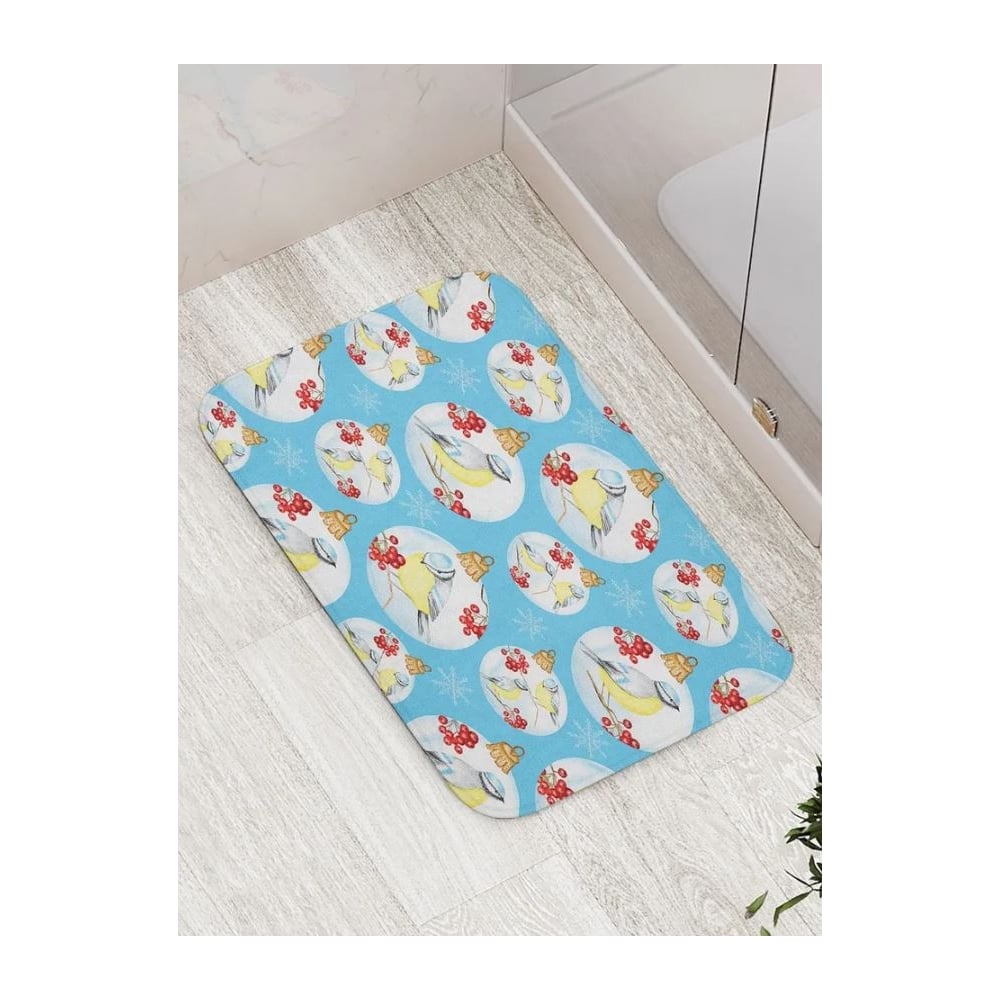 Противоскользящий коврик для ванной комнаты и туалета JOYARTY "Синицы на ветке" 52x77 см bath ...