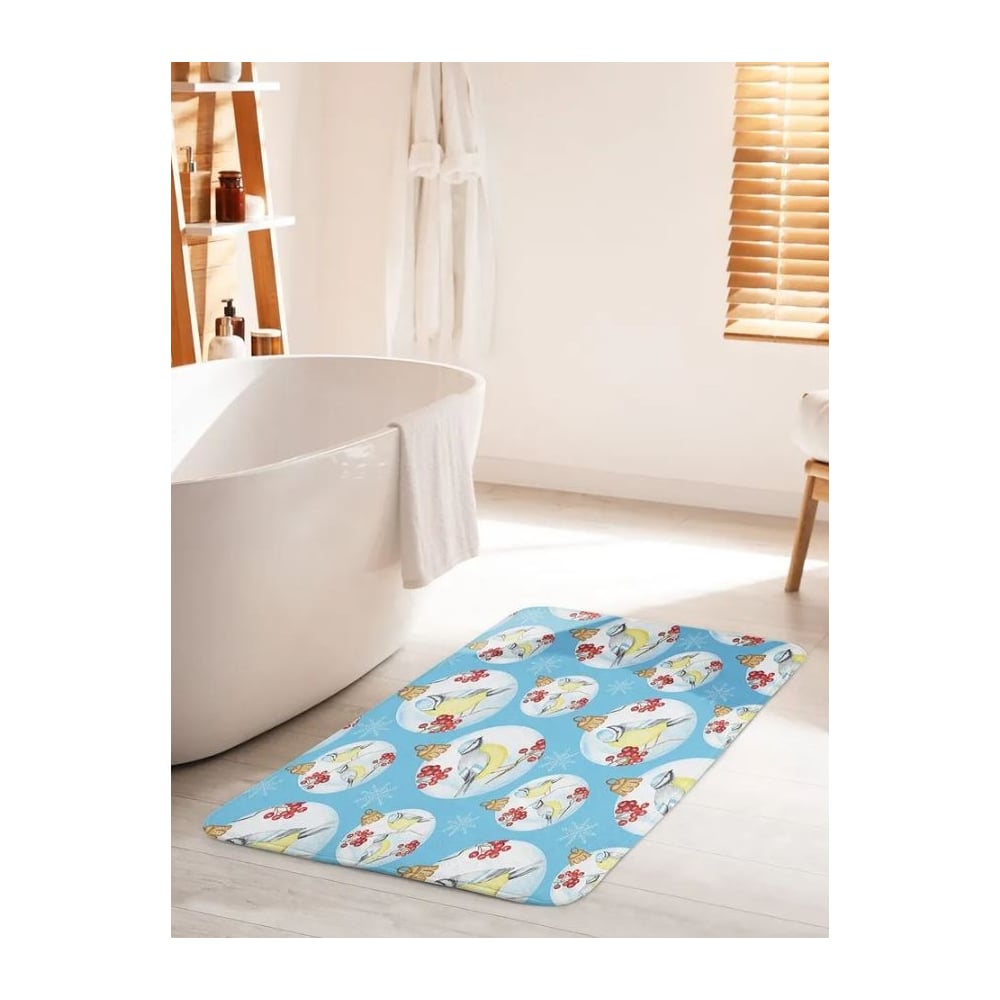 Противоскользящий коврик для ванной комнаты и туалета JOYARTY "Синицы на ветке" 60x100 см bath ...