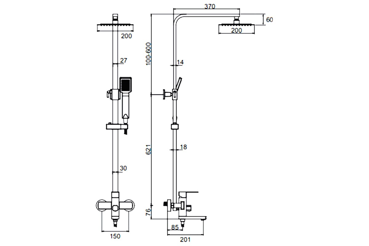 Душевая система Ledeme с тропическим душем, смесителем и изливом L72433 ...